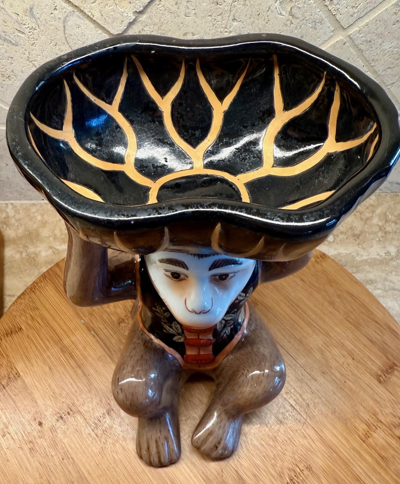 Andrea by Sadek Chopsticks Monkey With Bowl on Head Trinket Holder ...