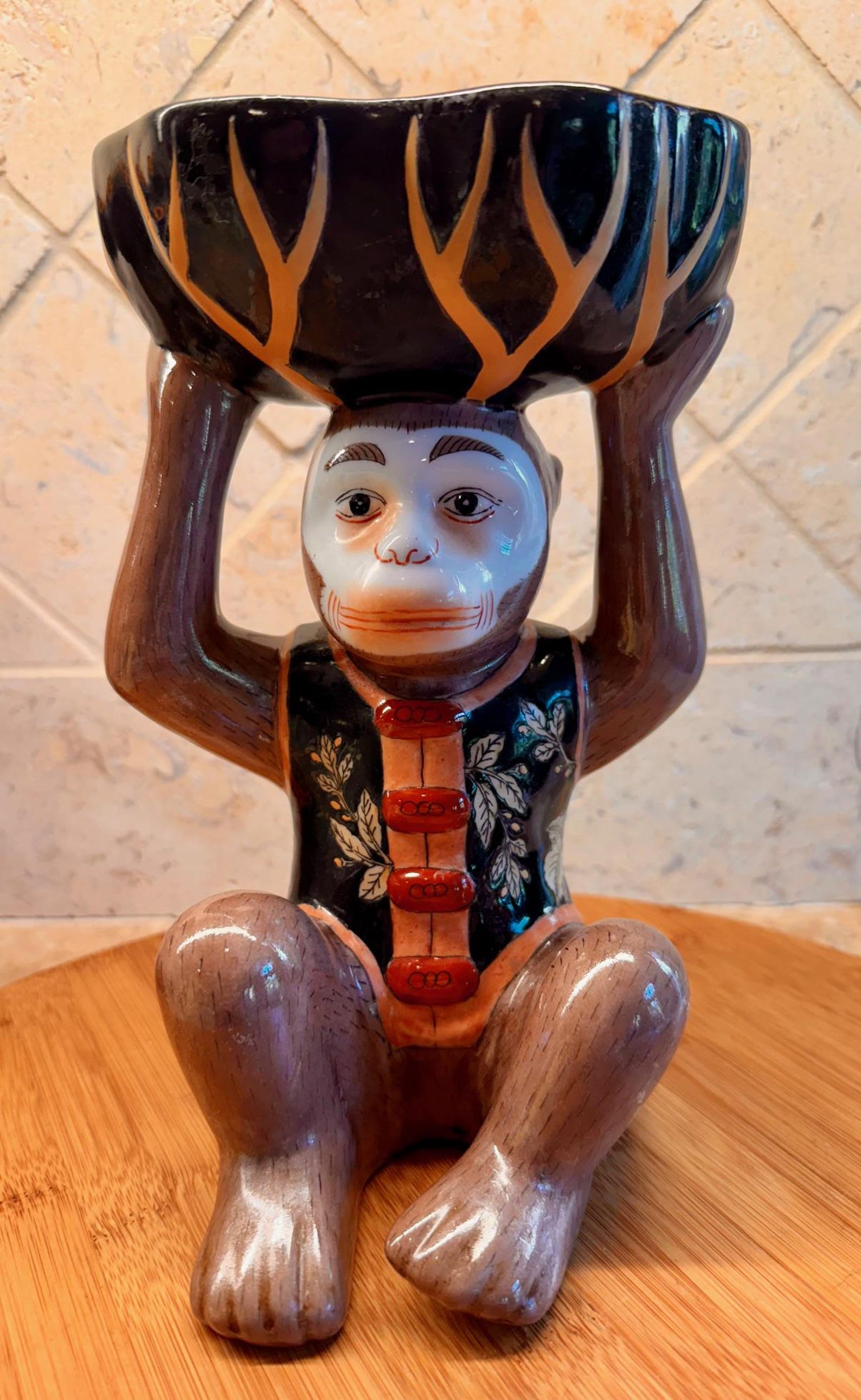 Andrea by Sadek Chopsticks Monkey With Bowl on Head Trinket Holder ...