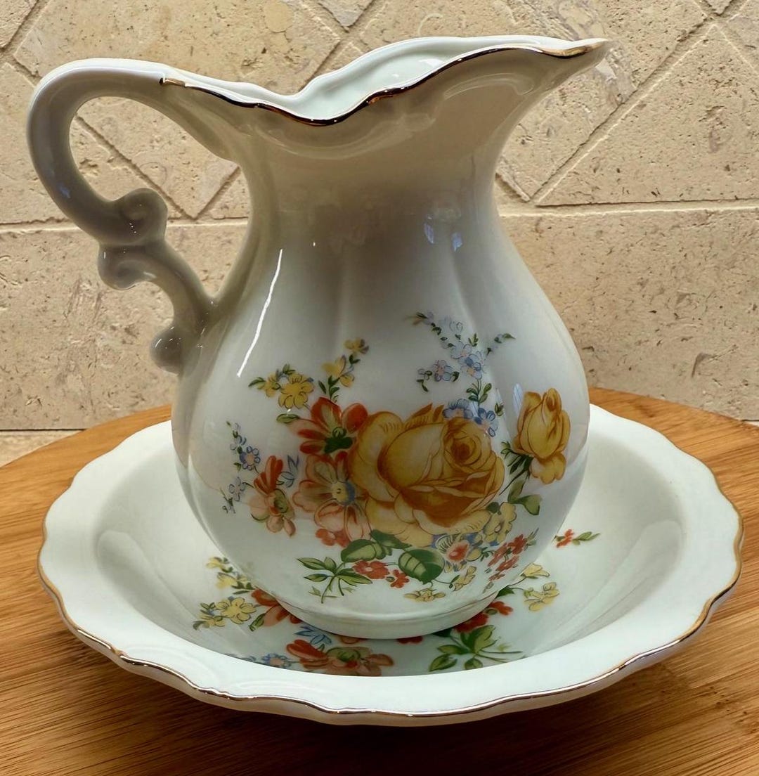 Vintage Royal Crown Mini Pitcher W/under Plate Basin - Etsy