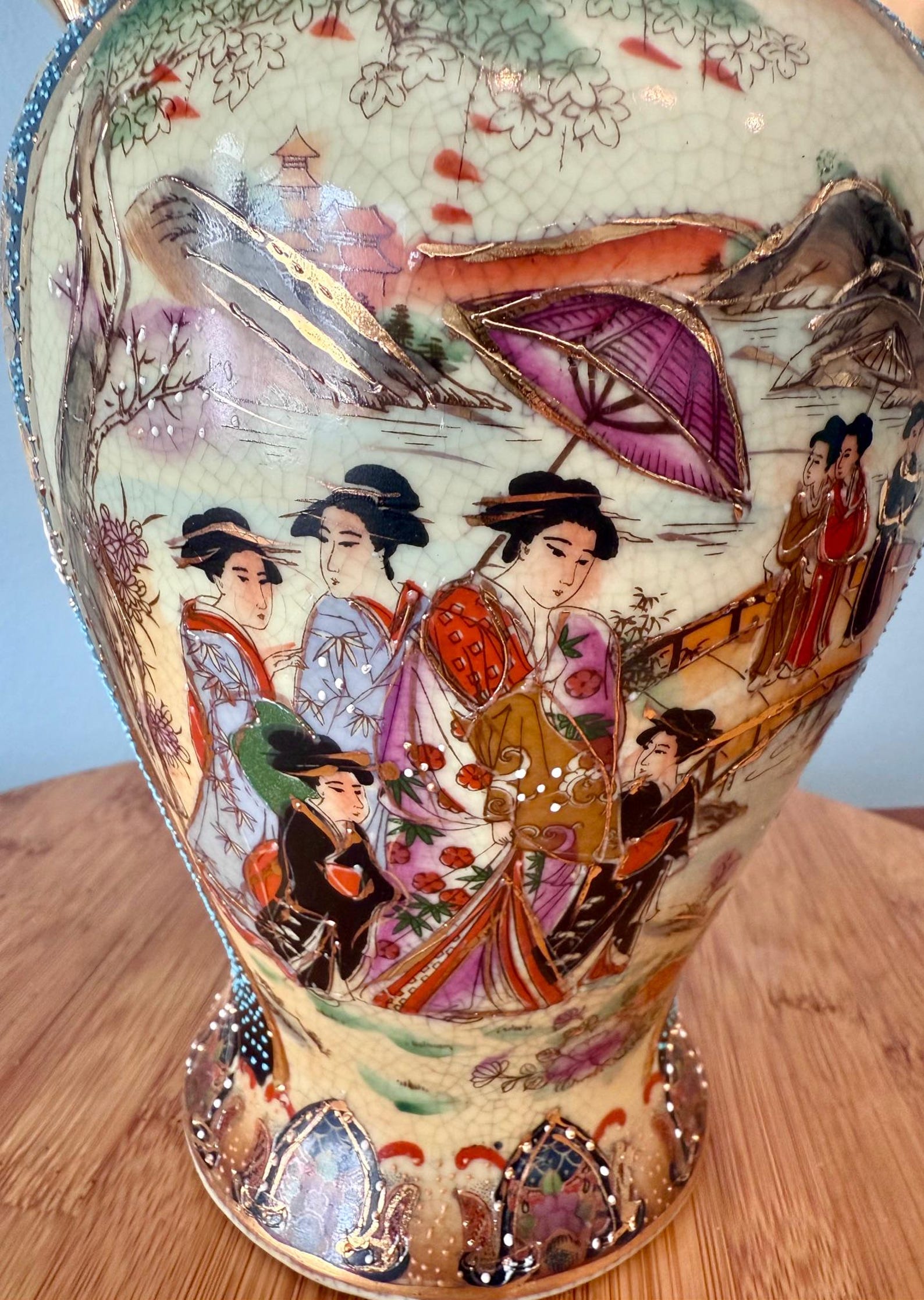 Vintage Royal Satsuma Vase | Hand-painted Japanese Geisha Scene | 10 ...