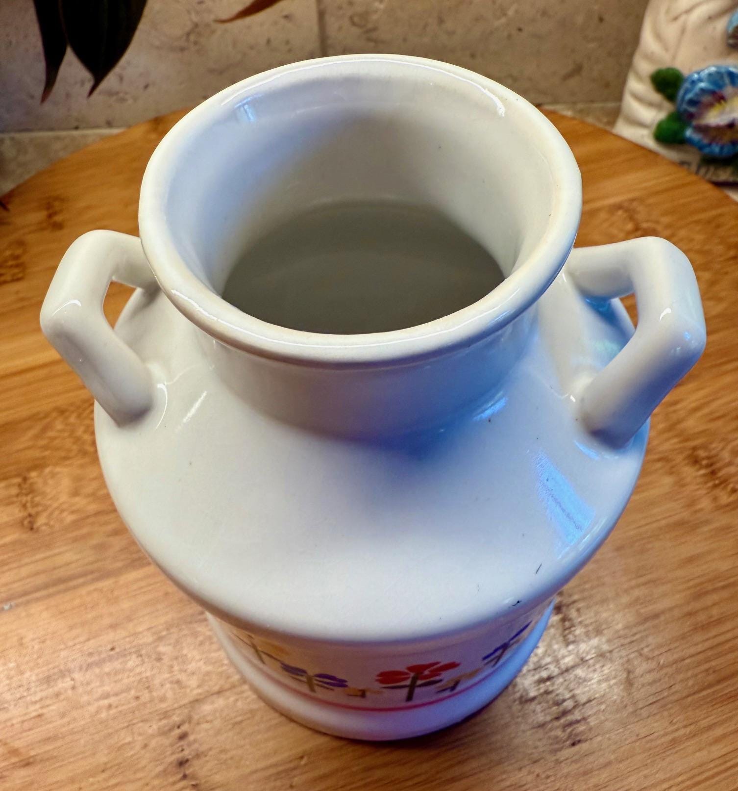 Vintage Dual Handled Milk Jug Vase - Etsy