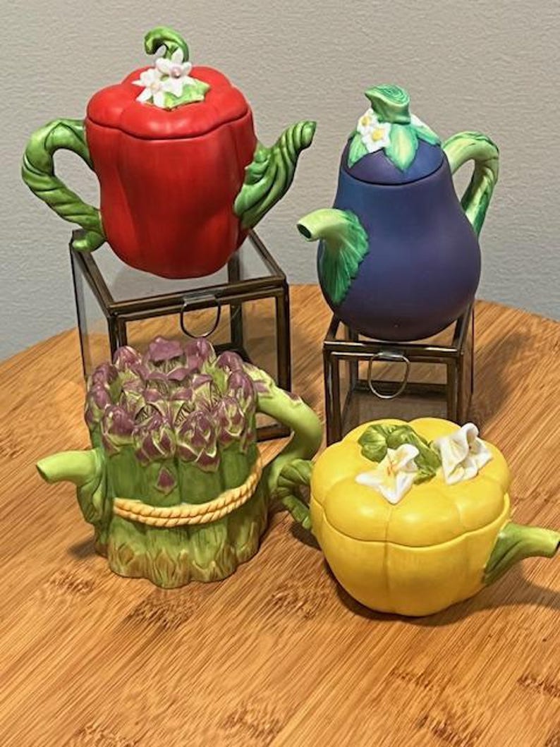 Vintage 1996 Avon Season's Harvest Miniature Teapot Collection Lot of 4 ...