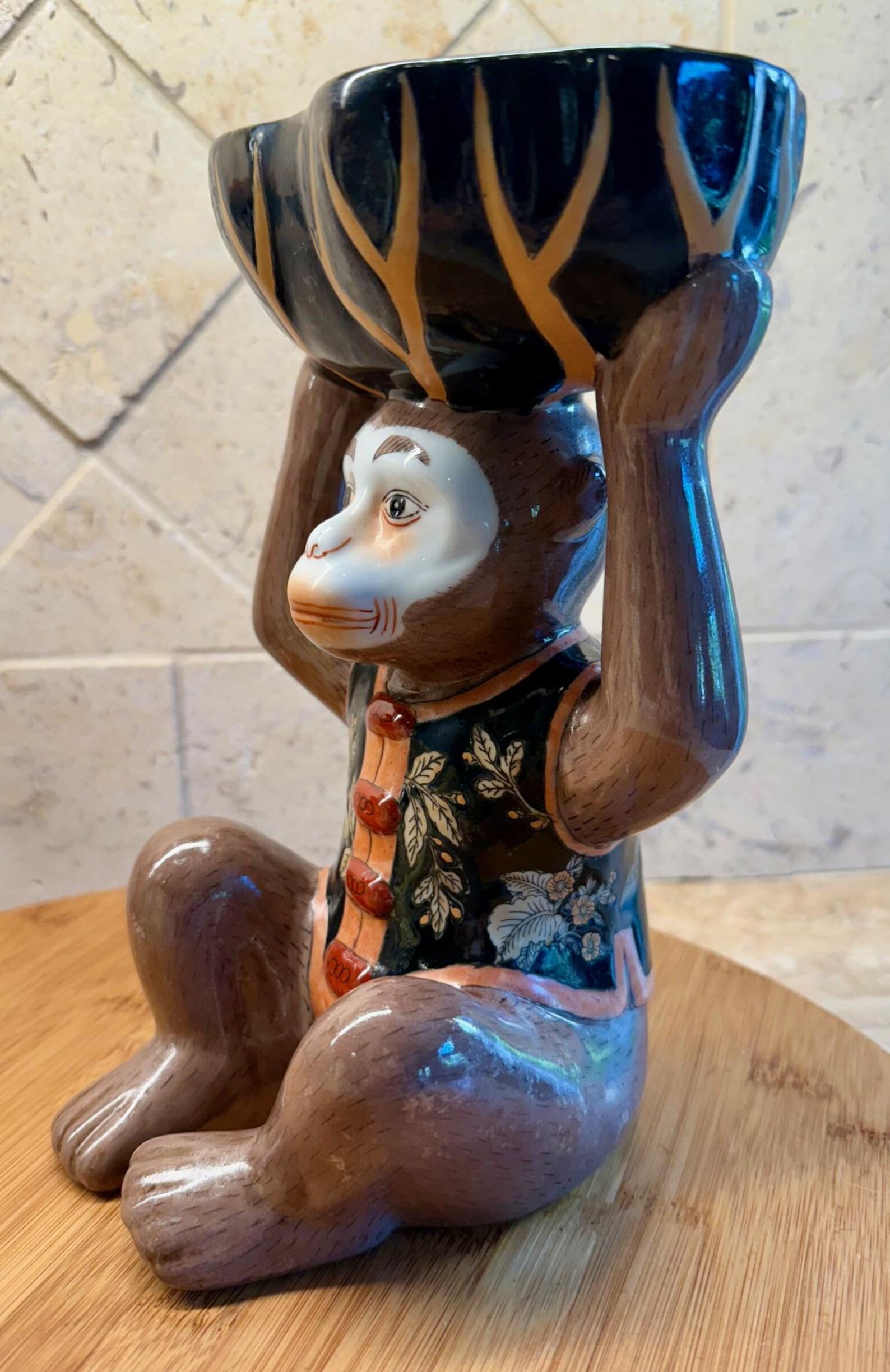 Andrea by Sadek Chopsticks Monkey With Bowl on Head Trinket Holder ...