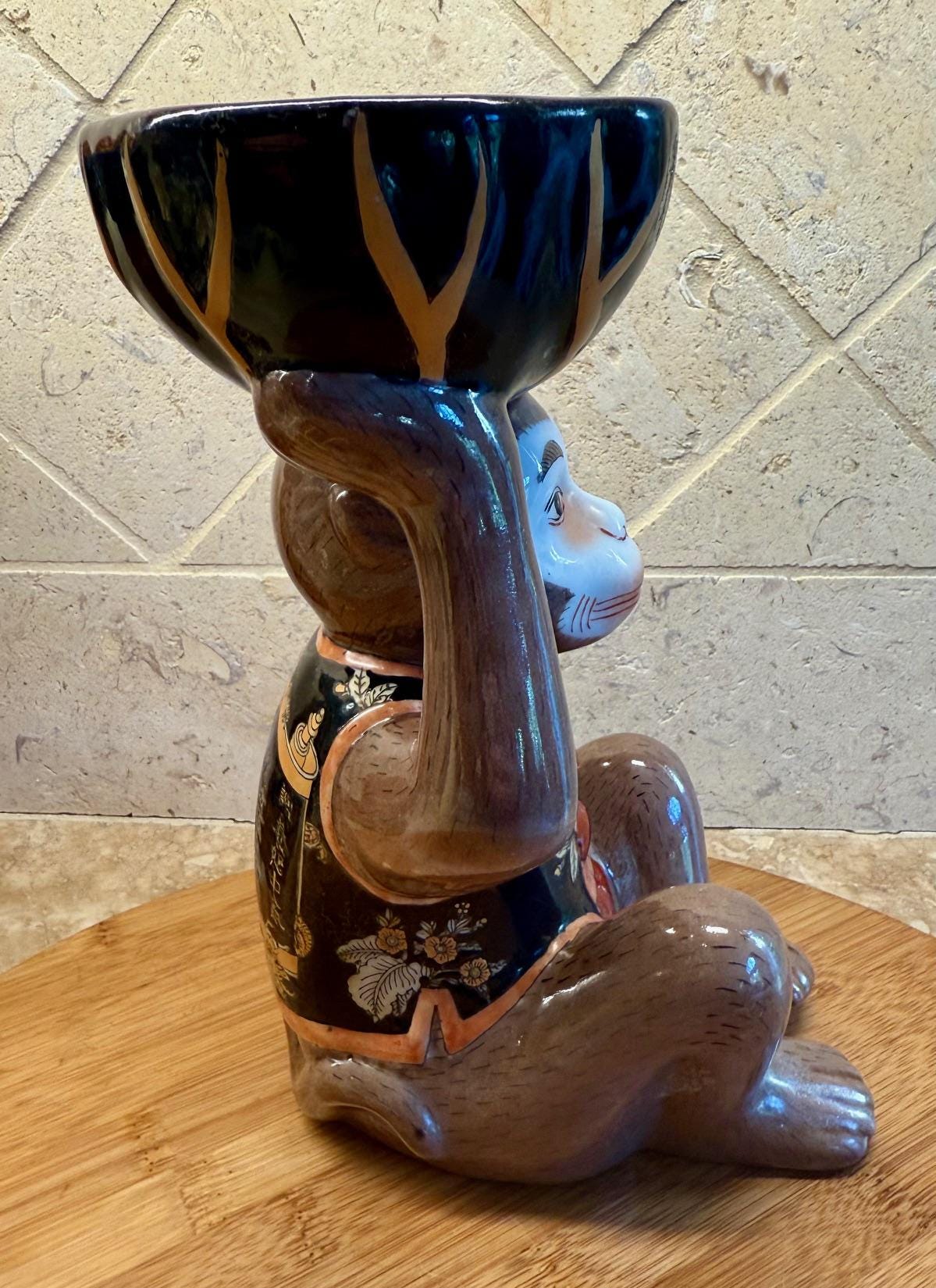 Andrea by Sadek Chopsticks Monkey With Bowl on Head Trinket Holder ...