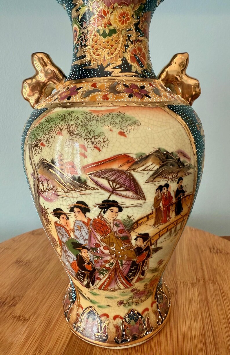 Vintage Royal Satsuma Vase | Hand-painted Japanese Geisha Scene | 10 ...