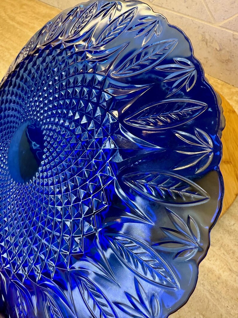 Vintage Avon Royal Sapphire Dinner Plate: Cobalt Blue Luminarc Pressed ...