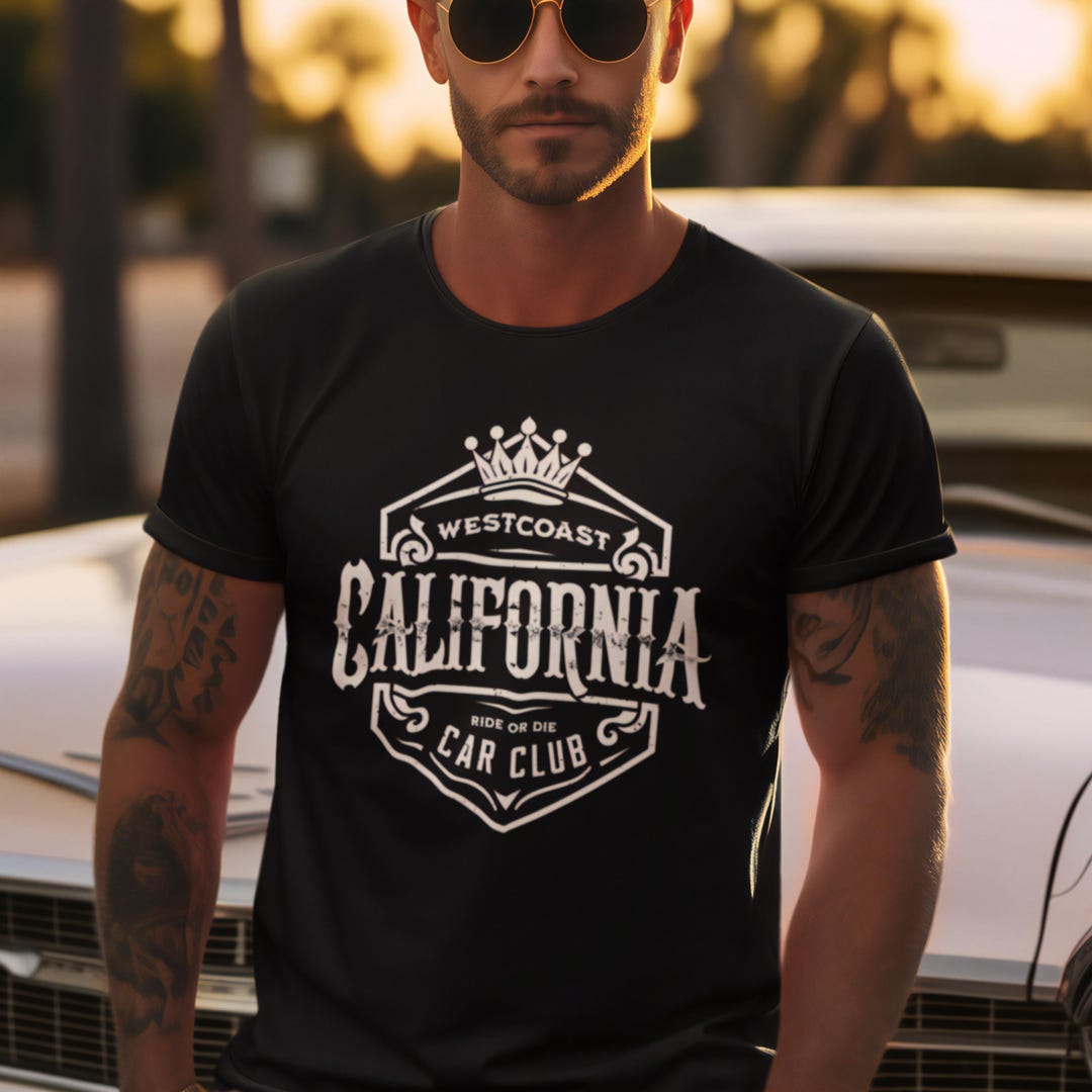 California Car Club Tee, Vintage Westcoast Street Style, Unisex Adult T ...