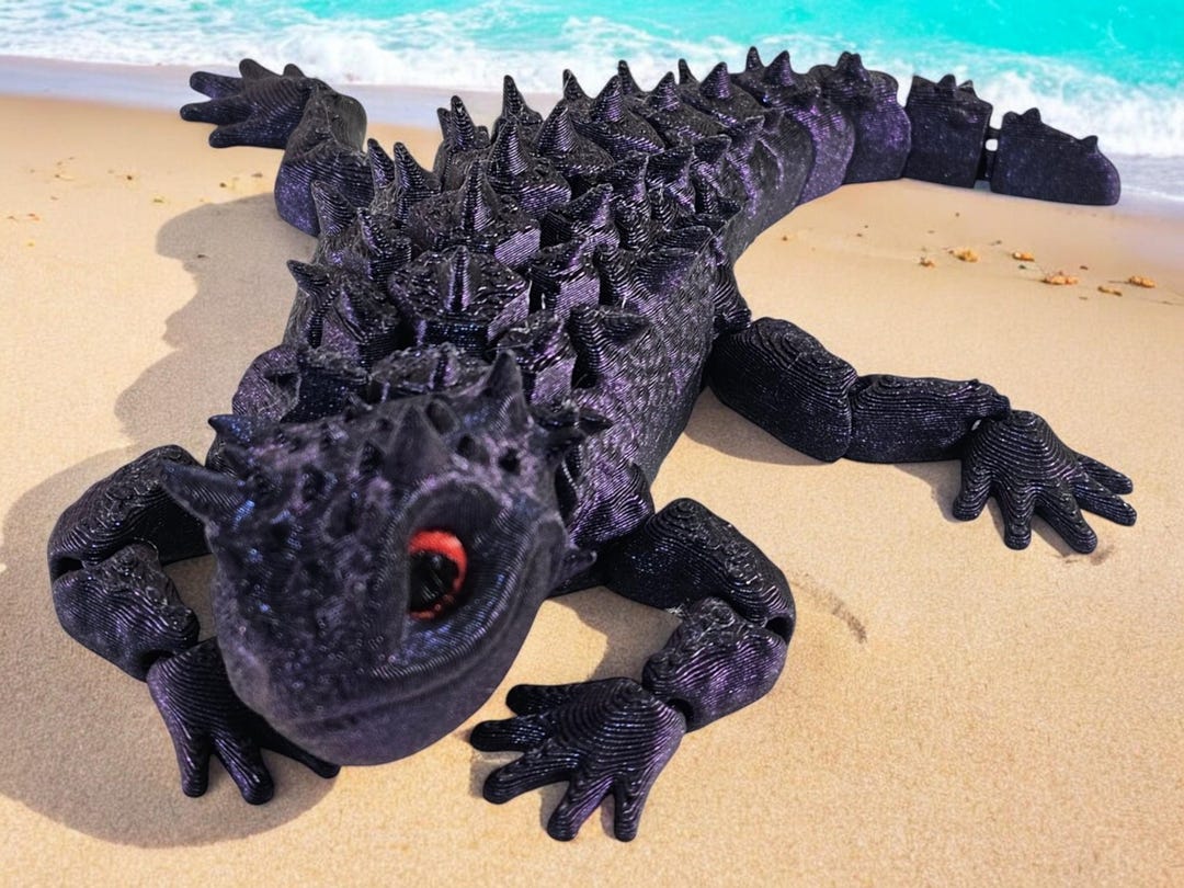 3D Printed Flexible Lizard Toy, Realistic Spiky Reptile Model, Fun ...