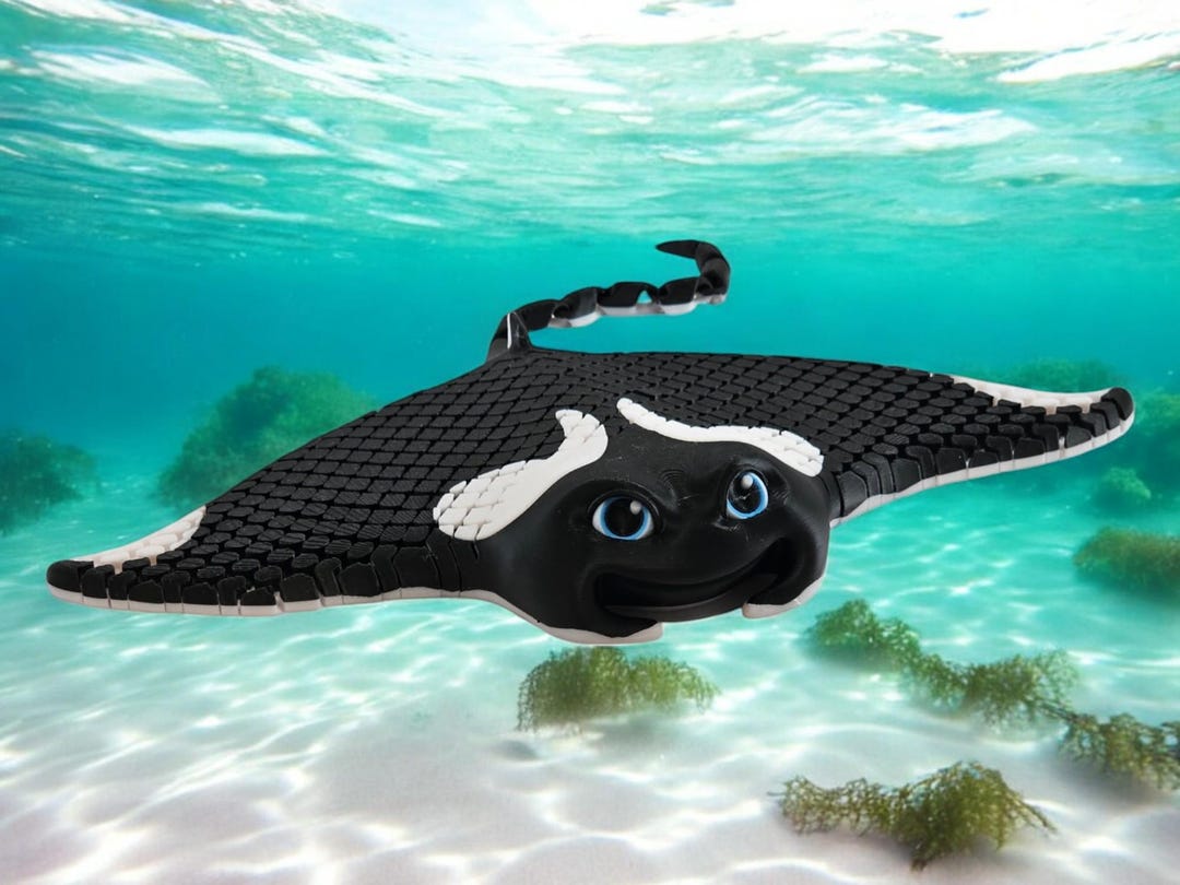 3D Printed Flexible Manny the Manta Ray Toy, Ocean-themed Stress Relief ...