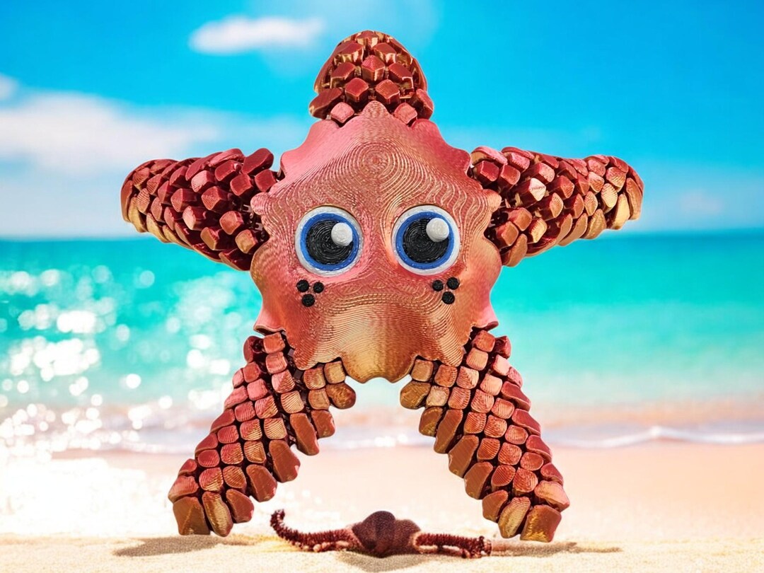 3D Printed Flexible Starfish Toy, Cute Ocean-themed Fidget, Realistic ...