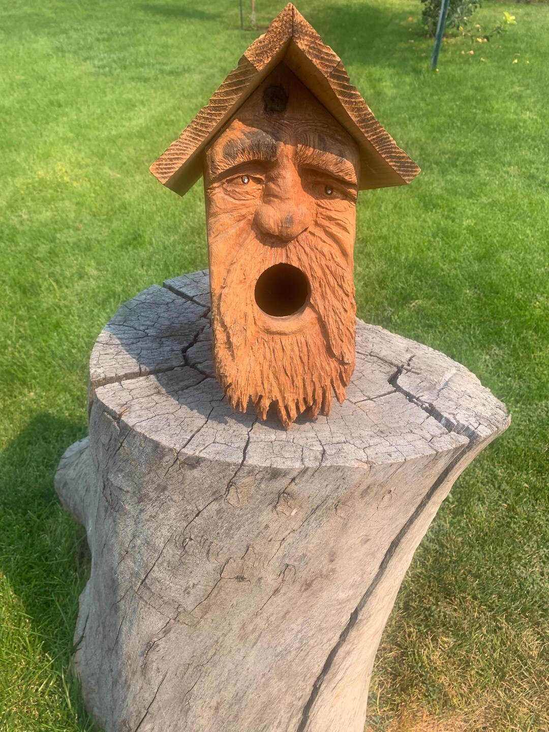 Carved Wood Spirit Birdhouse - Etsy