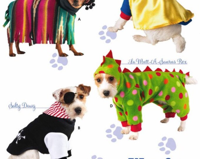 DOG Costume Sewing Pattern - Woofy Wear Dogs Dinosaur Pirate Super Dogs ...