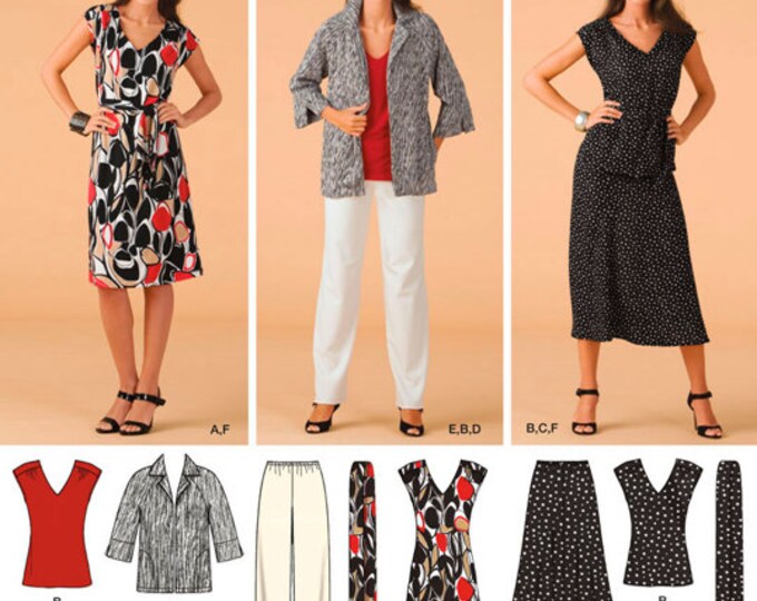 PLUS SIZE Wardrobe Sewing Pattern Easy Dress Pants Skirt Jacket Tops 5 ...