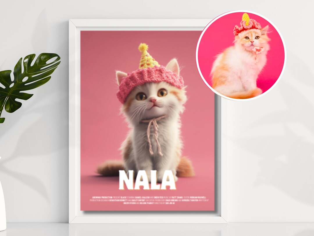 Custom Cartoon Pet Portrait | Custom Cat Cartoon Wall Art | Digital Pet ...