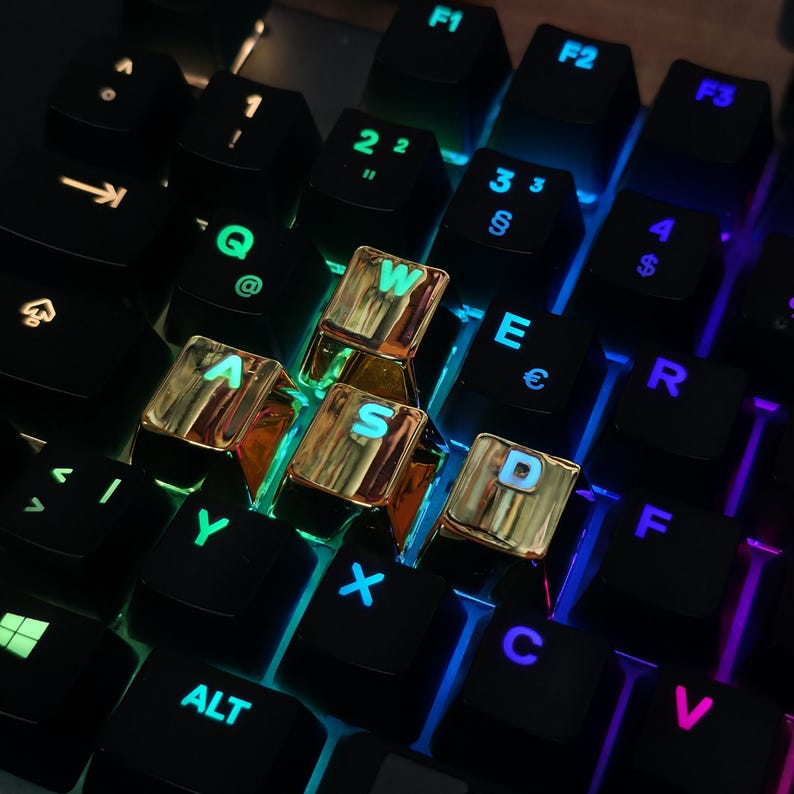 8 Golden Keyboard Keys for Games and Shooter Game Players for Luxury ...