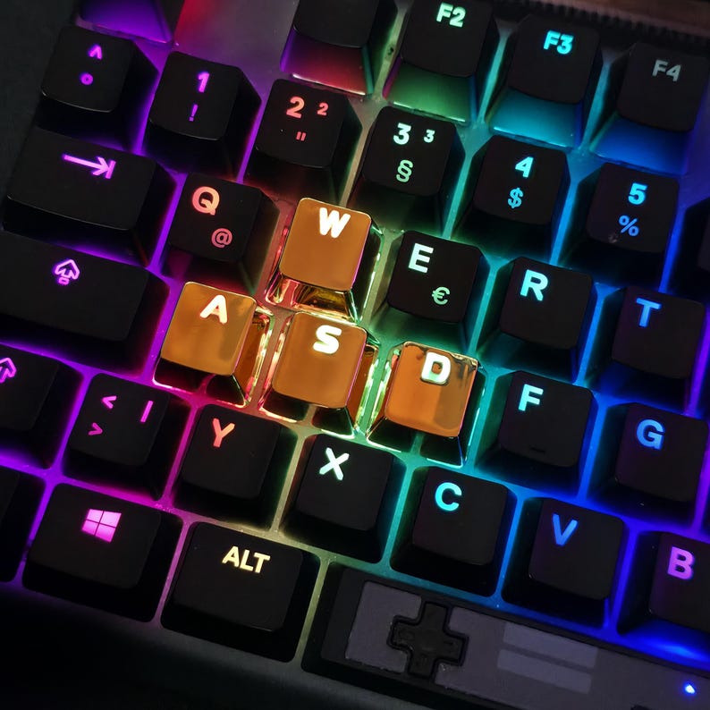 8 Golden Keyboard Keys for Games and Shooter Game Players for Luxury ...