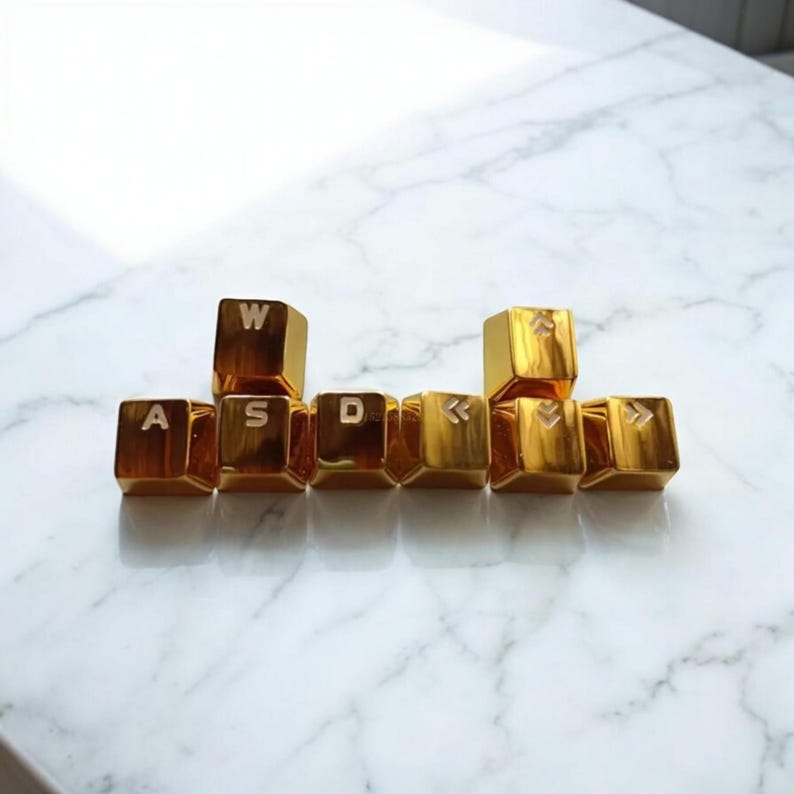 8 Golden Keyboard Keys for Games and Shooter Game Players for Luxury ...