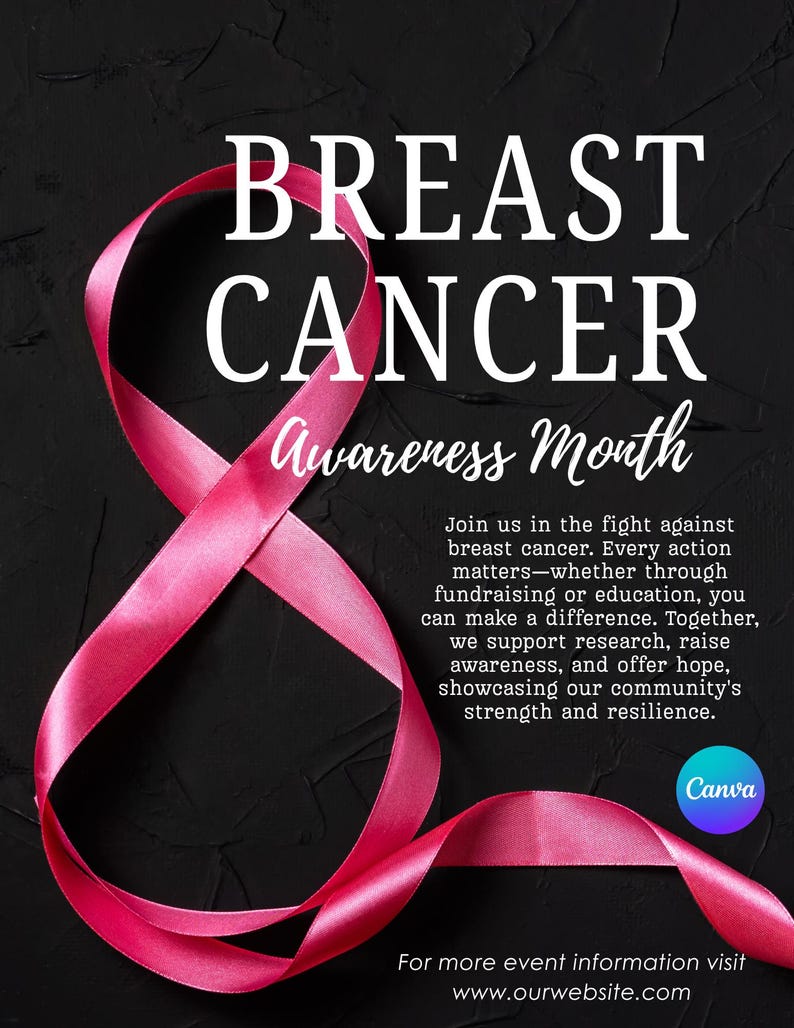 Breast Cancer Awareness Flyer, Cancer Month, Pinktober, Pink October - Etsy