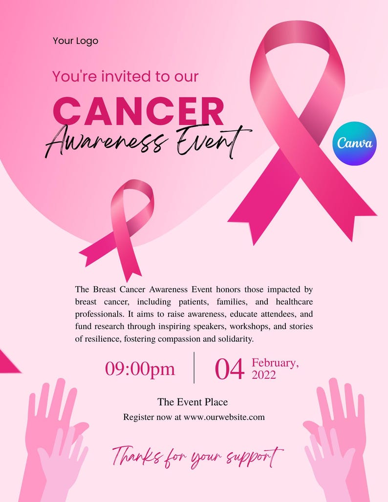 Breast Cancer Awareness Flyer, Cancer Month, Pinktober, Pink October - Etsy