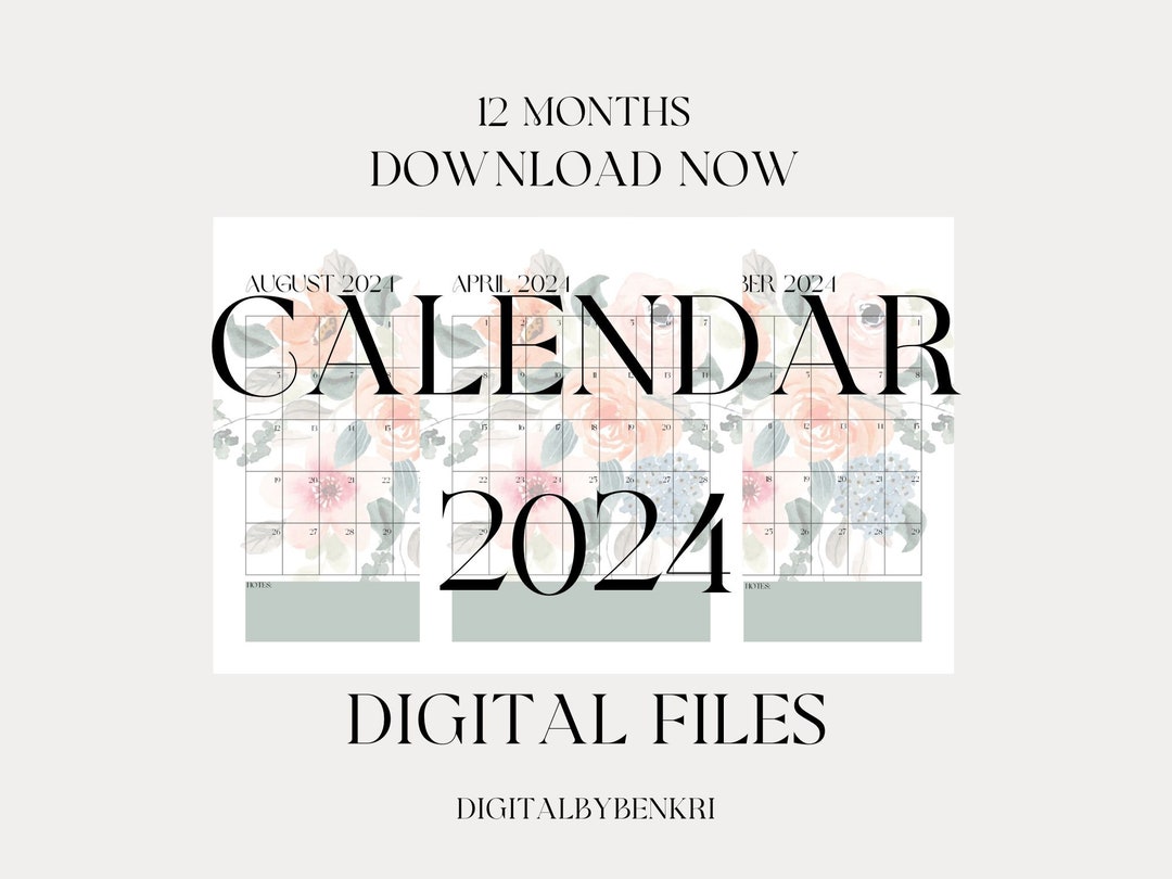 Esthetic 2024 Calendar | Simple Flower Organizer | Printable Calendar ...