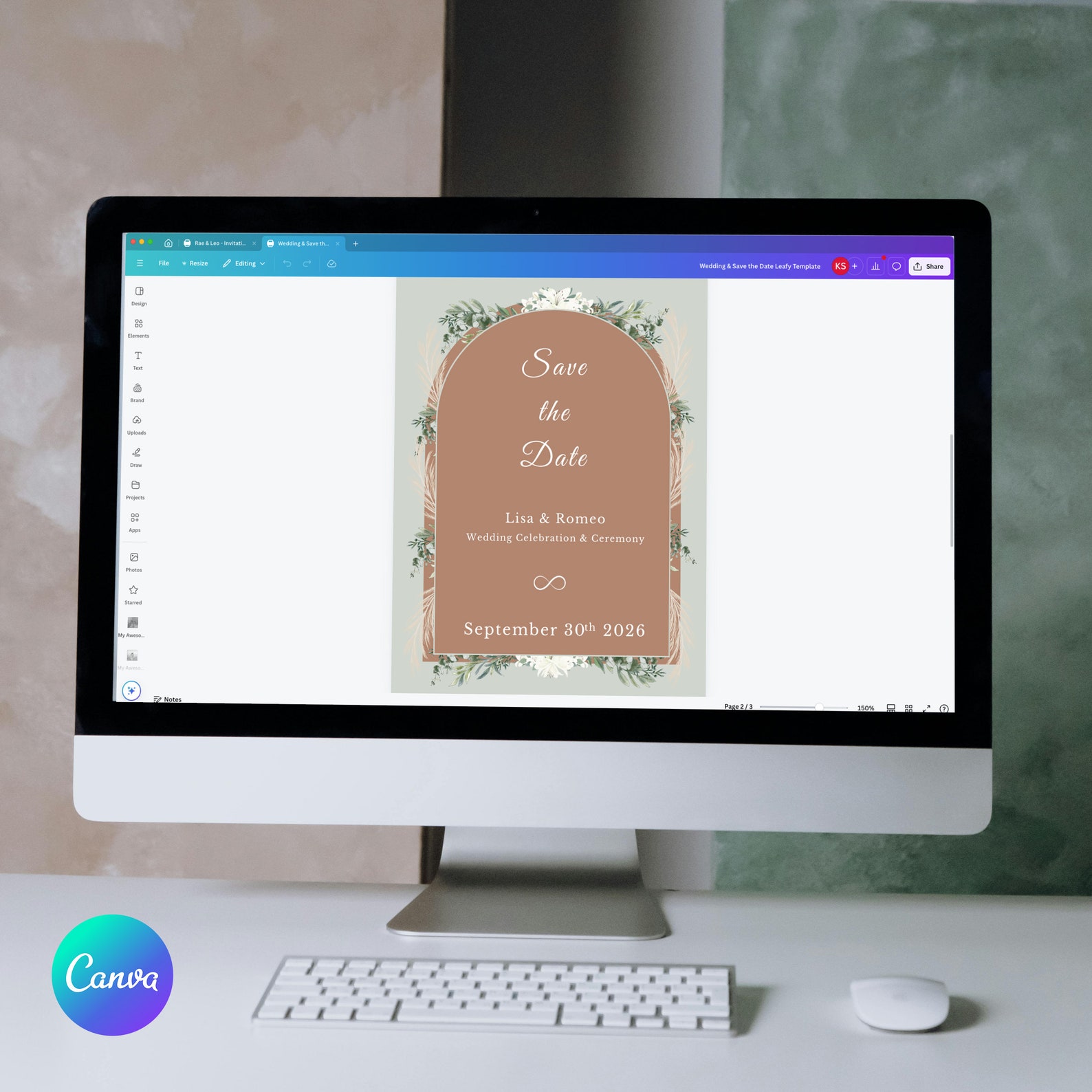 Editable Canva Wedding Invitation & Save the Date Template Elegant ...