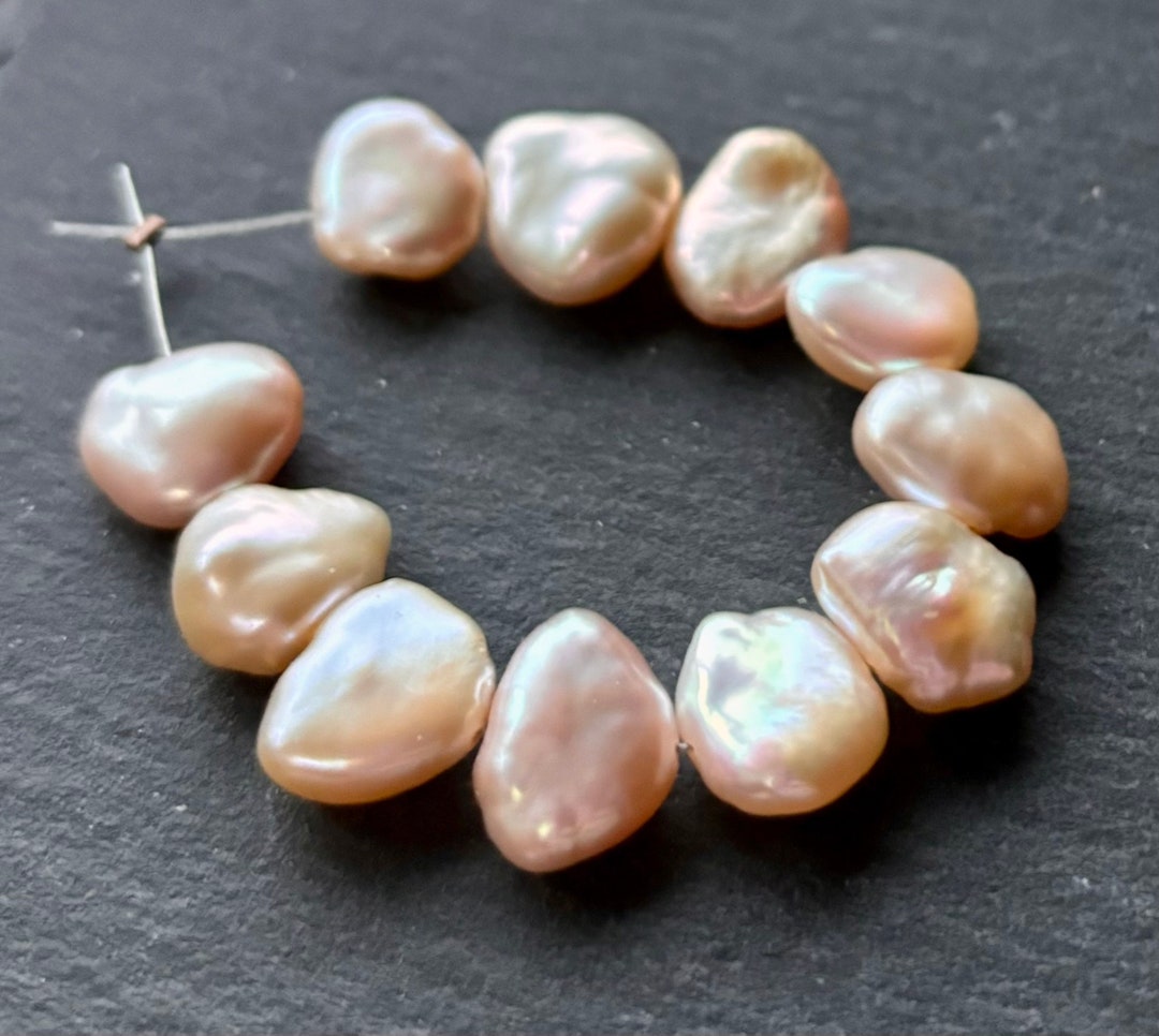 Premium Golden Peach Japanese Biwa Freshwater Pearls- RARE Premium ...