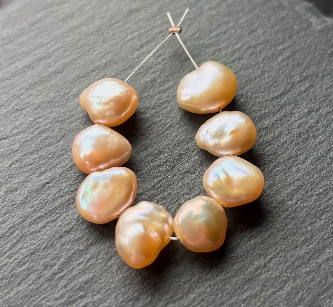 Premium Golden Peach Japanese Biwa Freshwater Pearls- RARE Premium ...