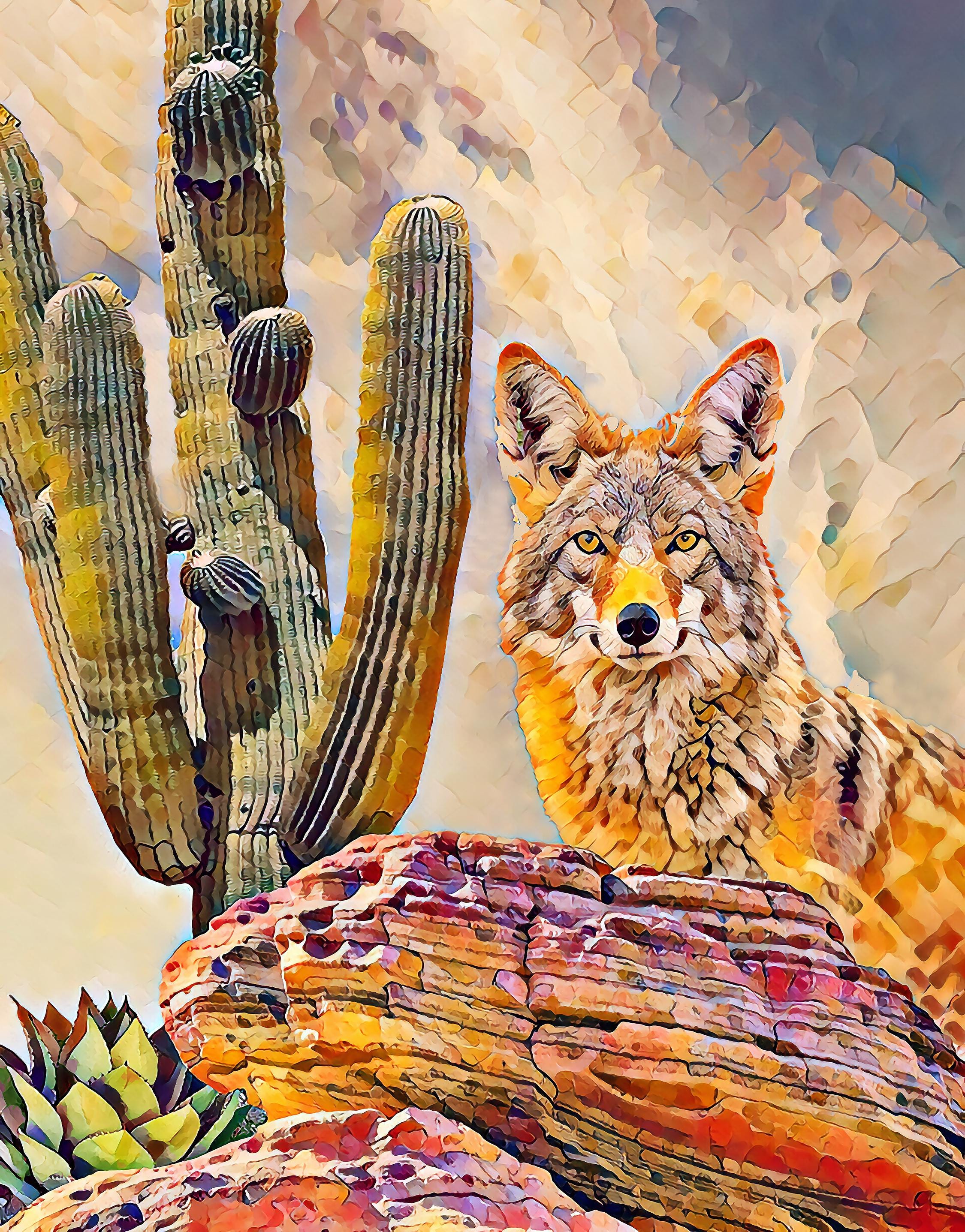 Curious Coyote Art Print - From an Original Painting by Theresa ...