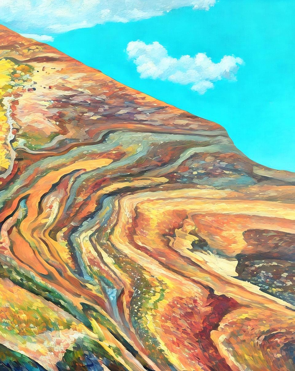 Cascading Ridge Art Print - From an Original Painting by Theresa ...