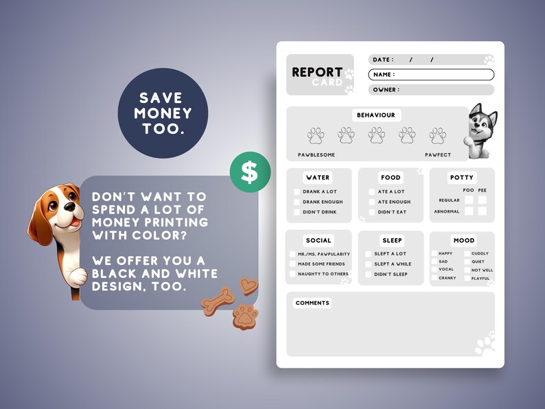 Dog Report Card | Editable in Canva | Daycare Report Card | Pet Report ...
