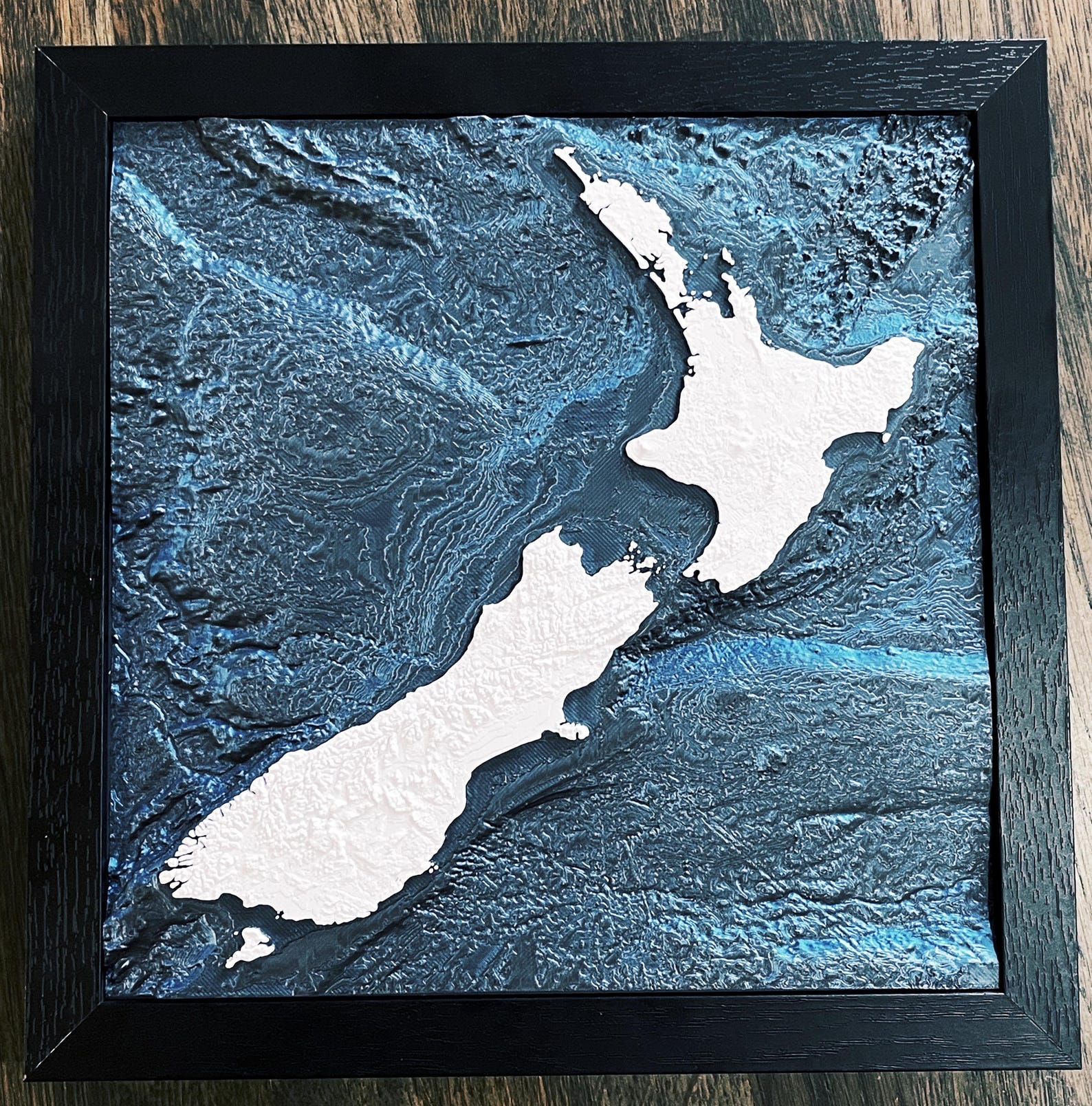 3D Printed New Zealand Topographic Map With Seafloor - Framed Wall Art ...