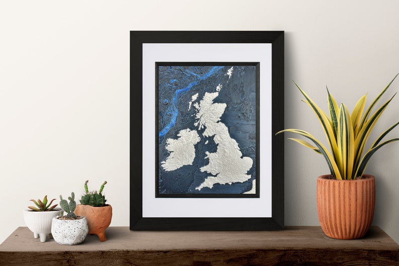 3D Topographic Map of the UK and Ireland With Bathymetry - Etsy