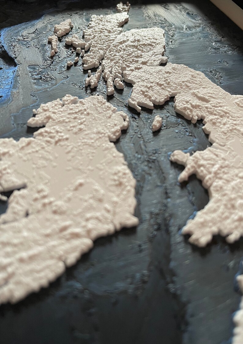 3D Topographic Map of the UK and Ireland With Bathymetry - Etsy