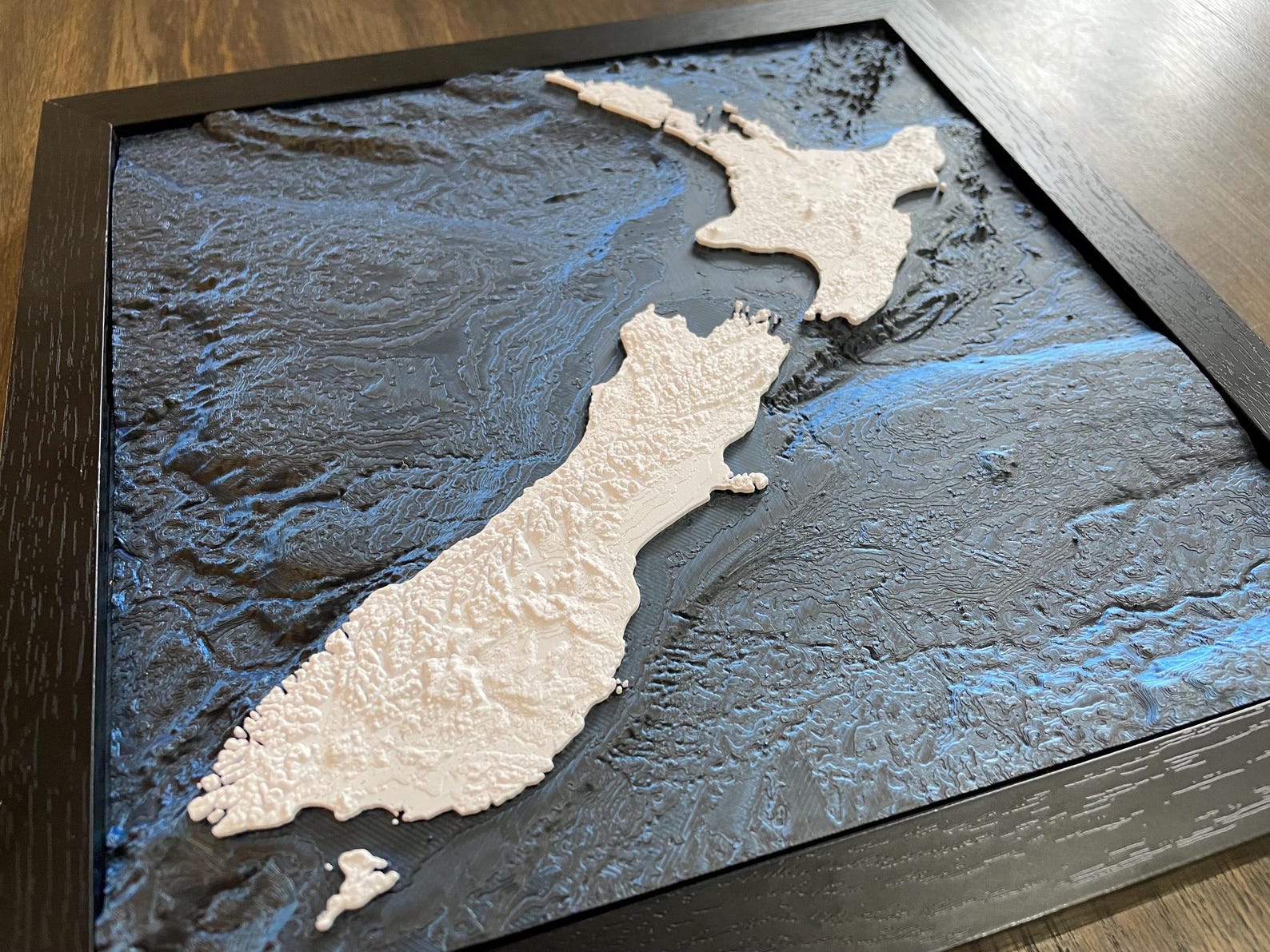 3D Printed New Zealand Topographic Map With Seafloor - Framed Wall Art ...