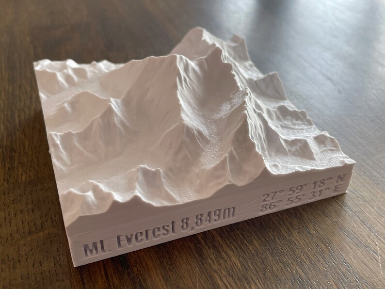 Mount Everest 3D Printed Topographic Model Stunning Terrain Replica Mountain Home Decor Unique ...