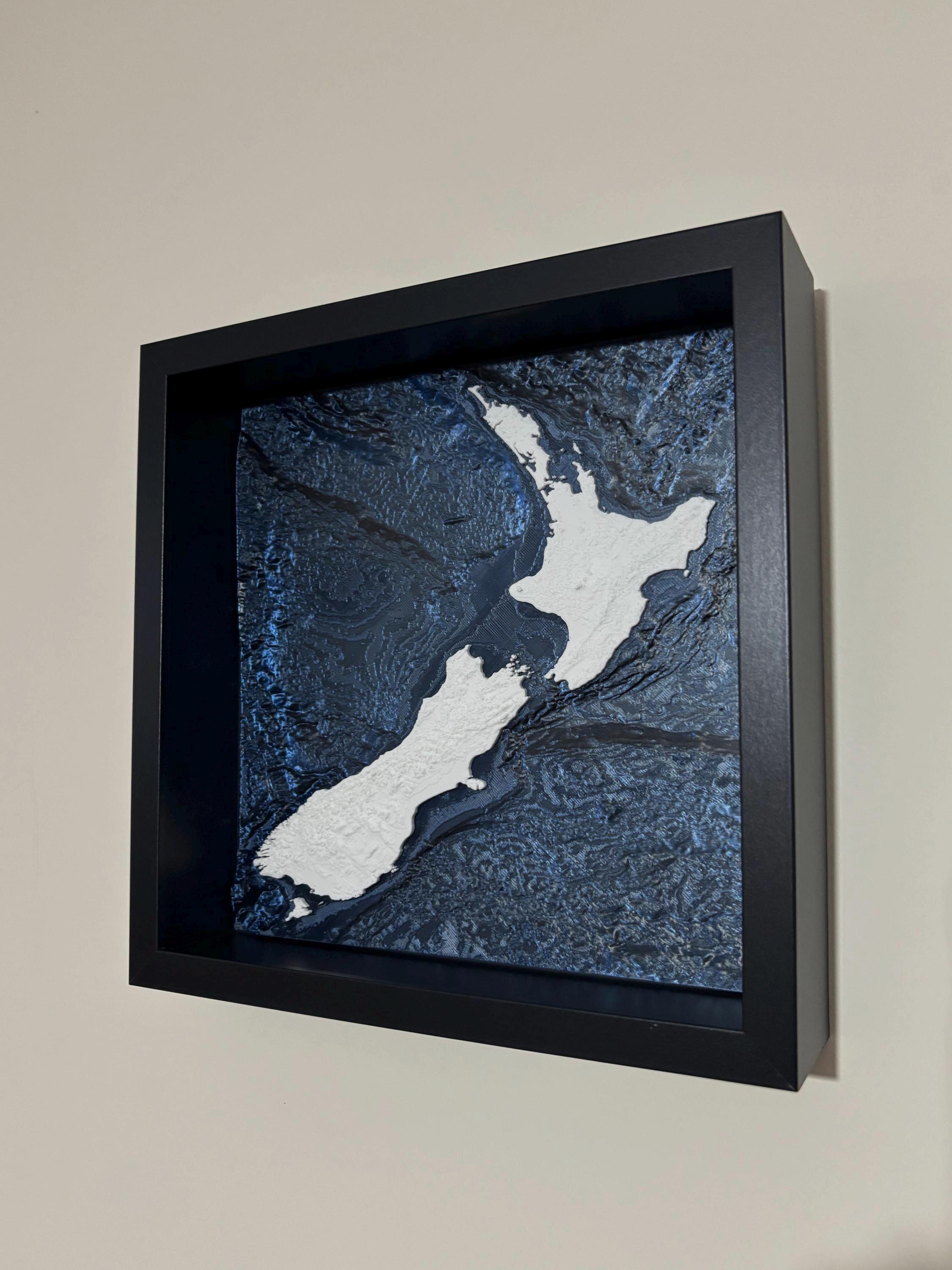 3D Printed New Zealand Topographic Map With Seafloor - Framed Wall Art ...
