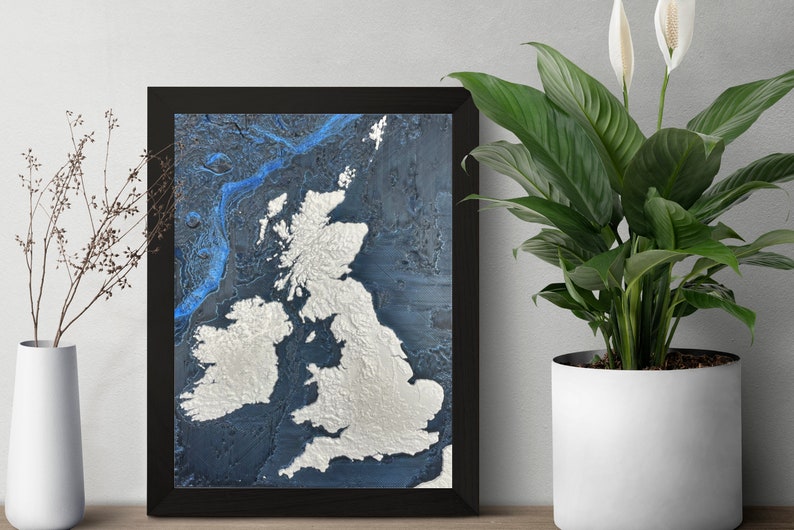 3D Topographic Map of the UK and Ireland With Bathymetry - Etsy