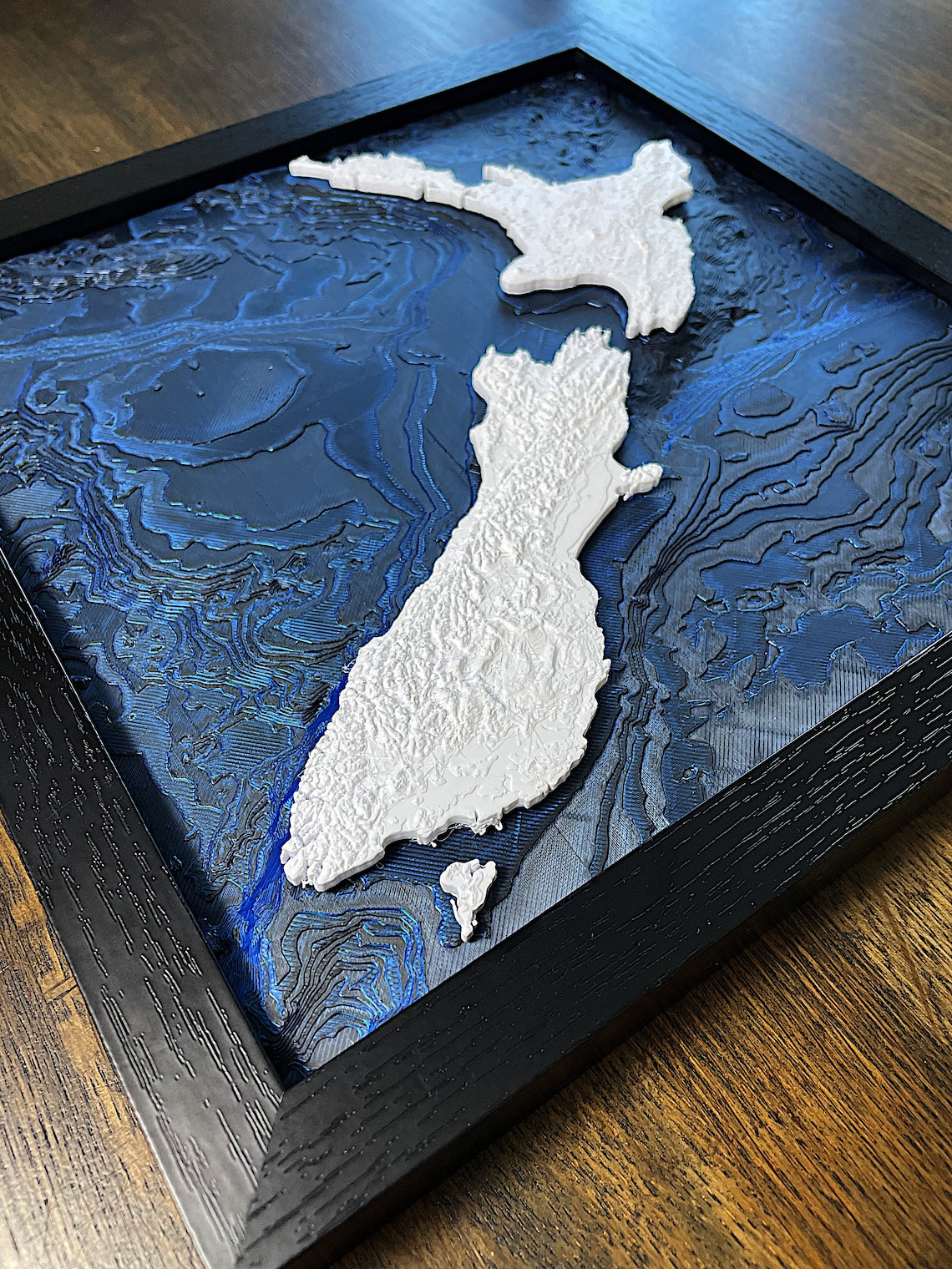 3D Printed New Zealand Topographic Map With Seafloor Framed Wall Art - Etsy
