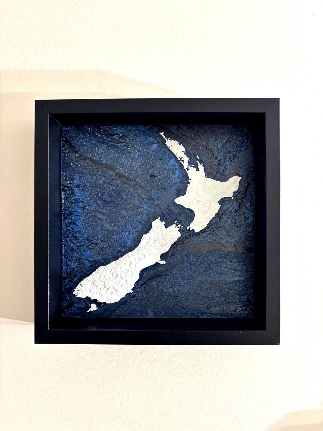 3D Printed New Zealand Topographic Map With Seafloor - Framed Wall Art ...