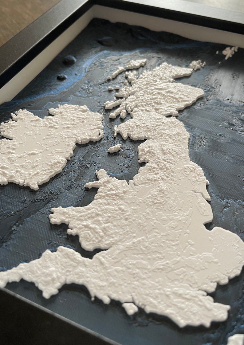 3D Topographic Map of the UK and Ireland With Bathymetry - Etsy