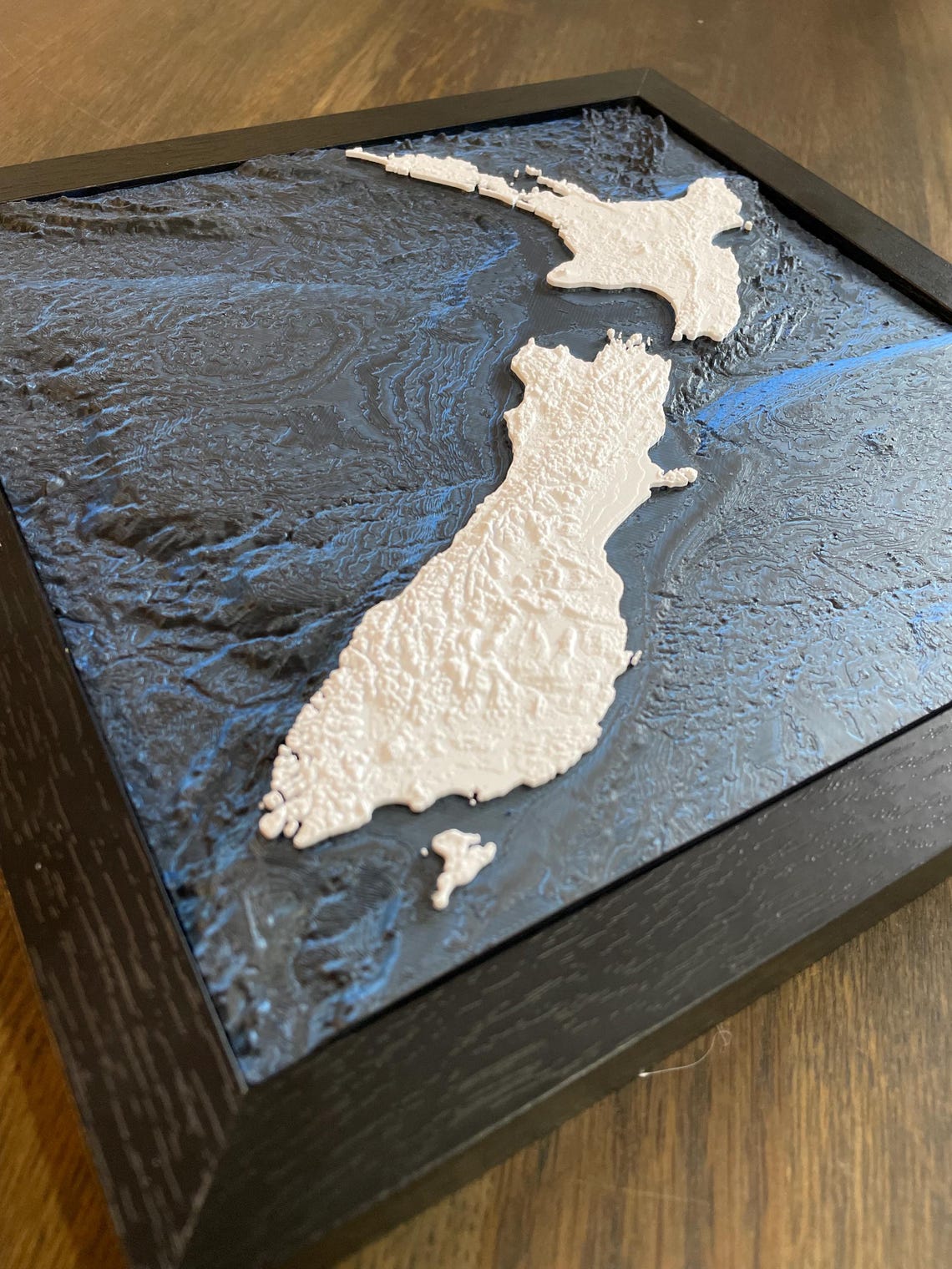 3D Printed New Zealand Topographic Map With Seafloor - Framed Wall Art ...