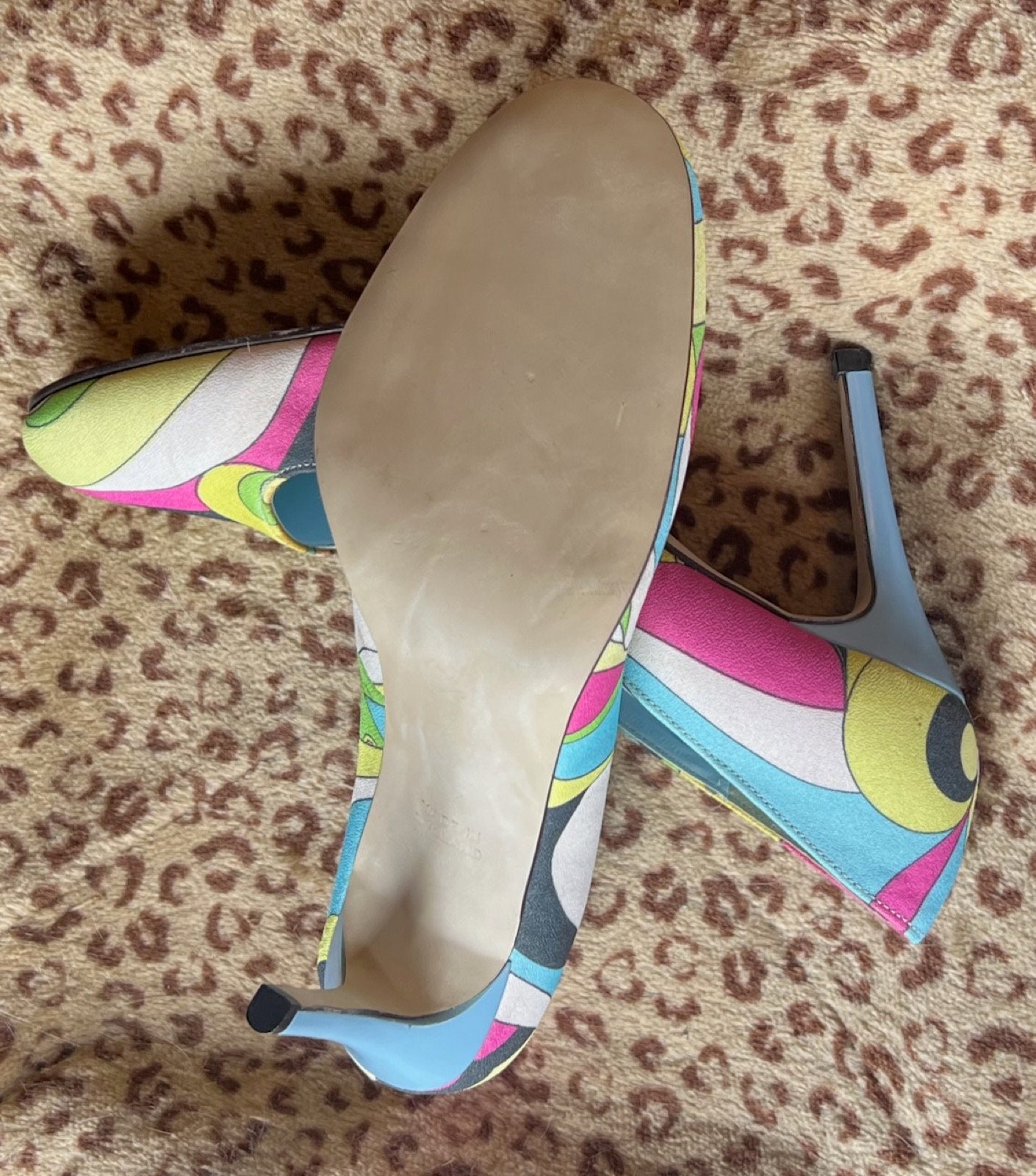 PUCCI PRINT SHOES Vintage High Heels Swirly Psychedelic 60's Era New ...
