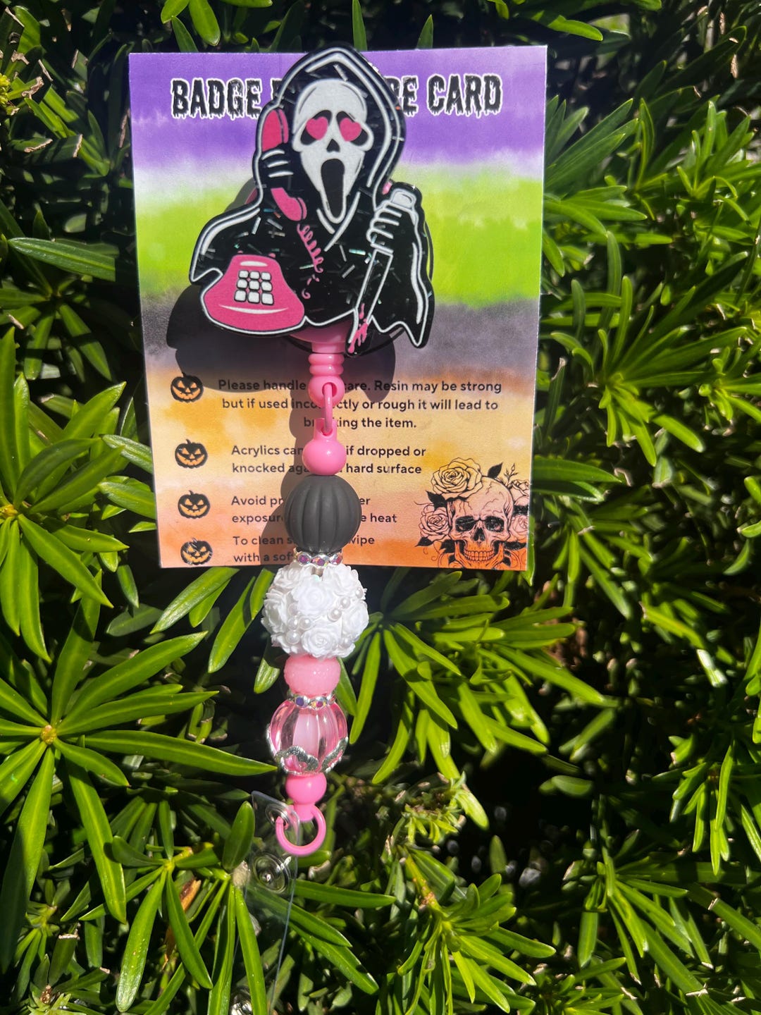 Horror Guy/ Slasher/beaded Badge Reel/ Badge Reel/ Horror/halloween ...