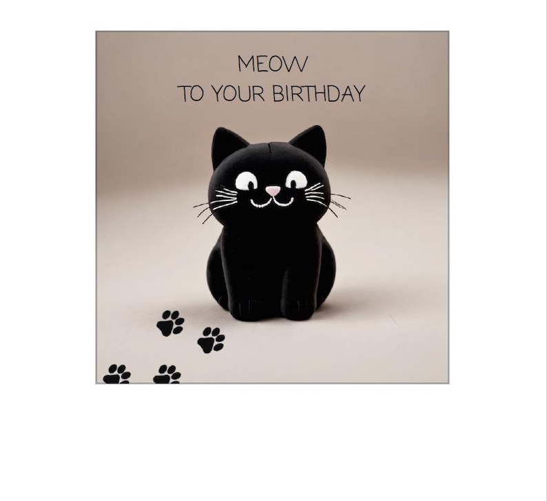 Cute and Funny Birthday Card. Meow Birthday Card. Digital Birthday Card for Your Special Cat ...