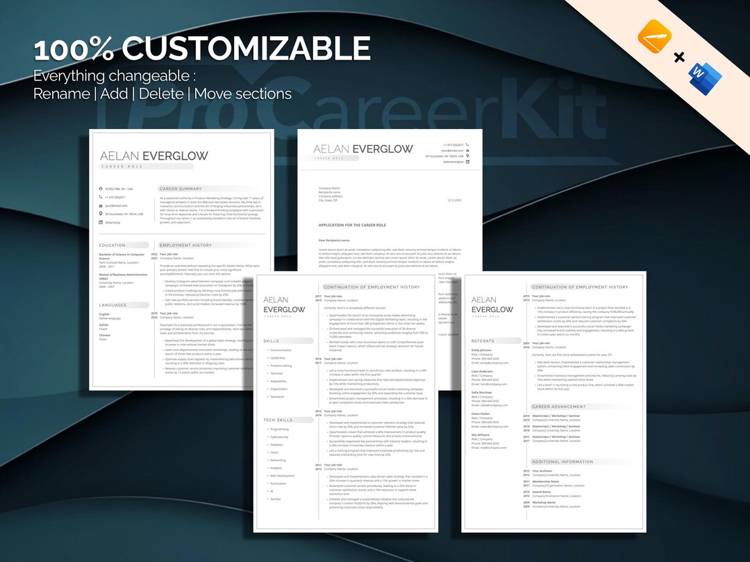 EN CV Template Word, Apple Pages CV, Professional CV, CV Template ...