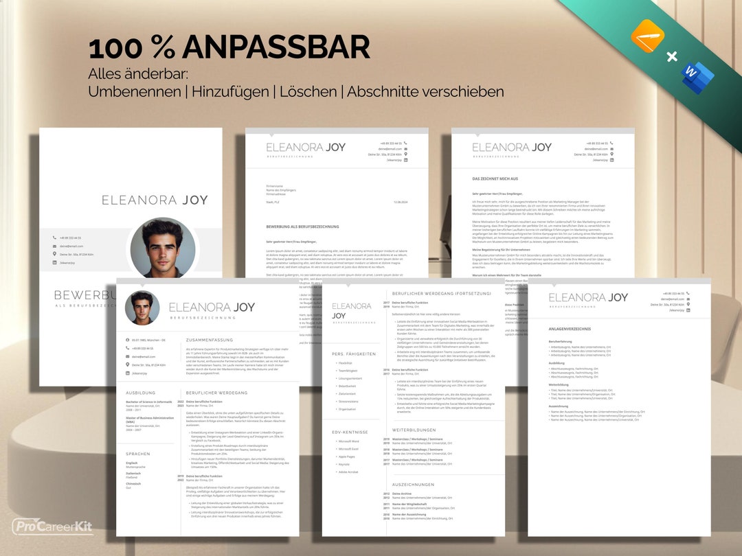 German CV Templates for Word, Pages, Modern CV and Creative CV in ...