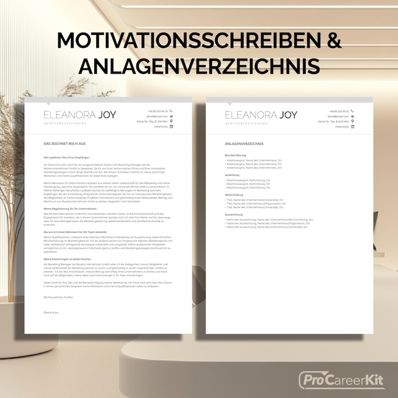 German CV Templates for Word, Pages, Modern CV and Creative CV in ...