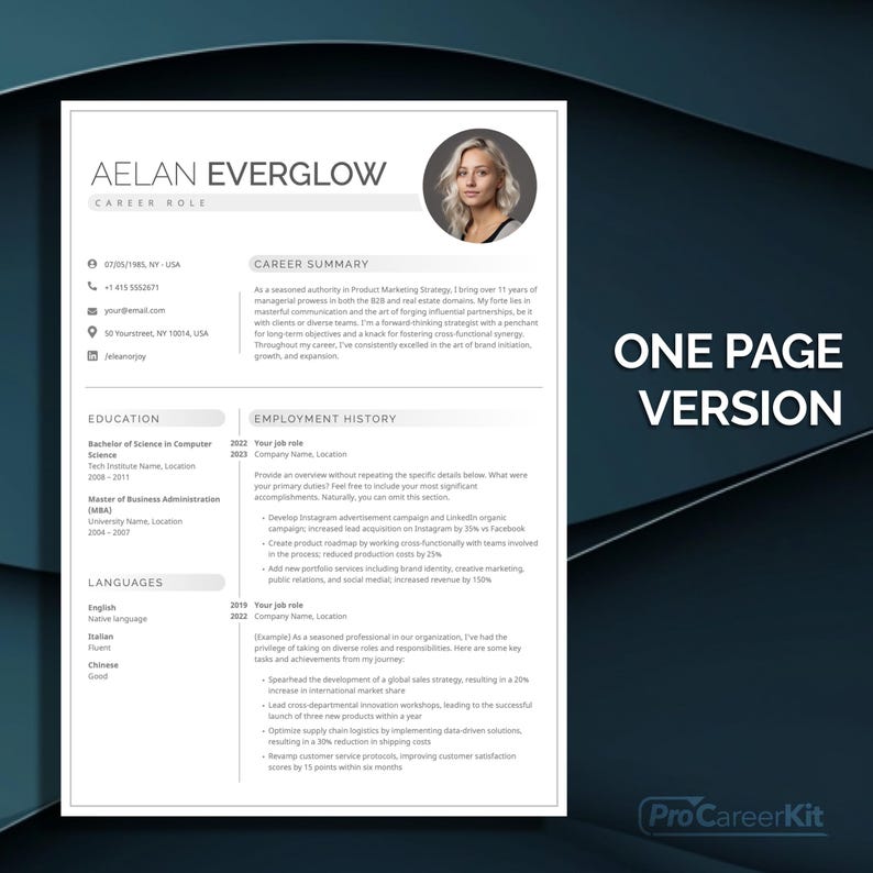 EN Modern CV Template 2024 - CV Template for Word, Pages, Application ...