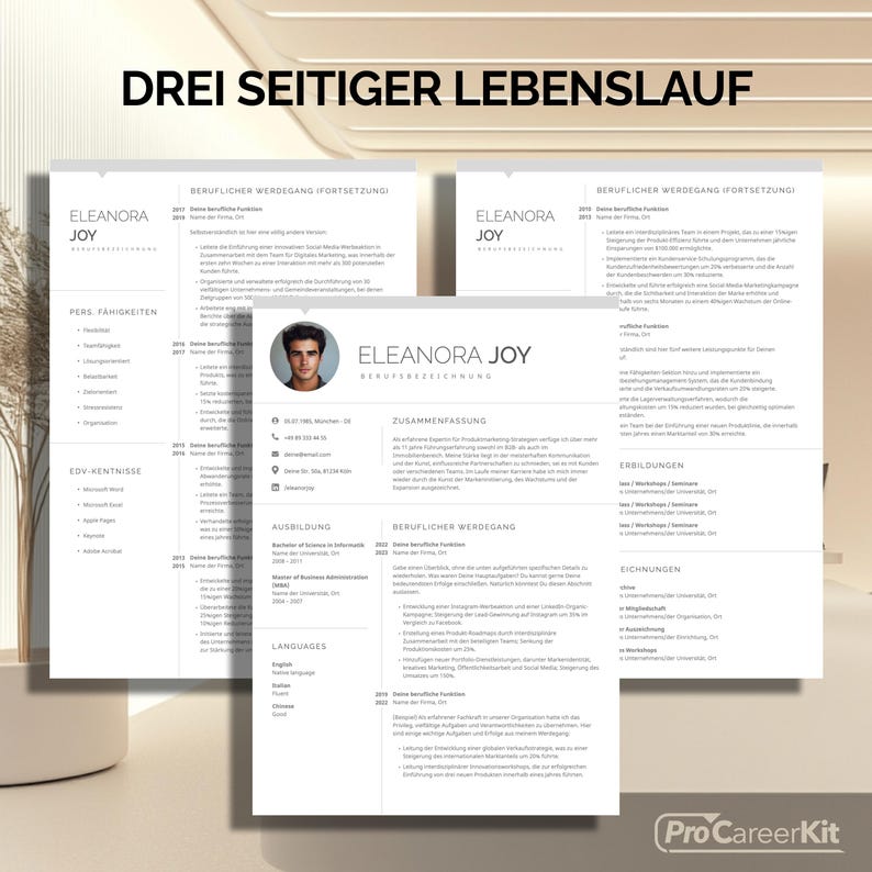 German CV Templates for Word, Pages, Modern CV and Creative CV in ...