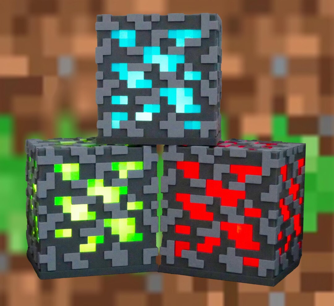 Minecraft LED Block Diamond Ore – Lights up - Minecraft Inspired - Etsy